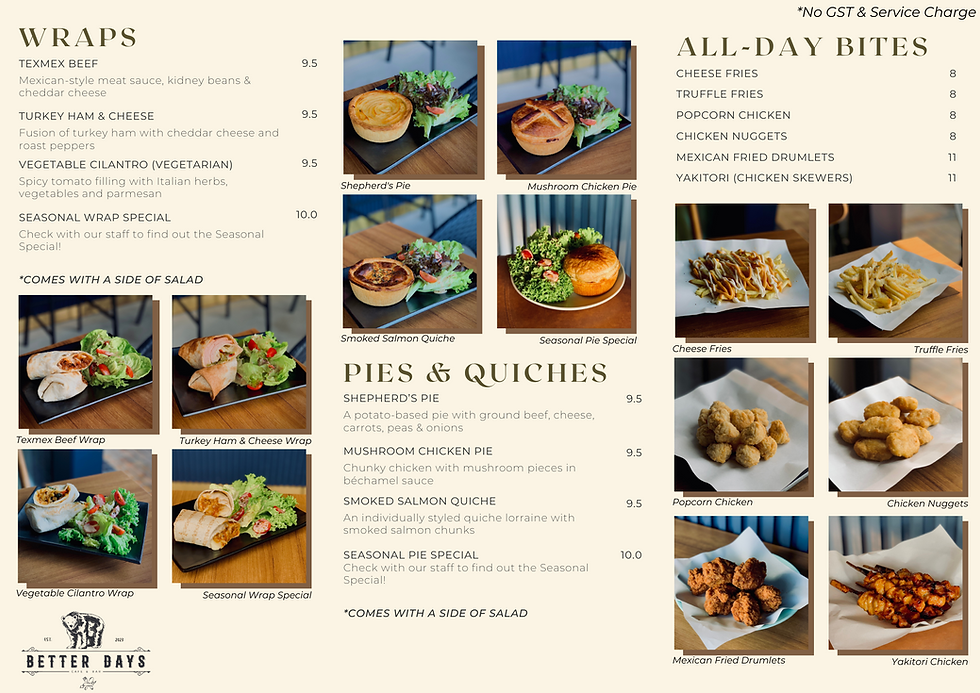 Menu | Better Days Sg