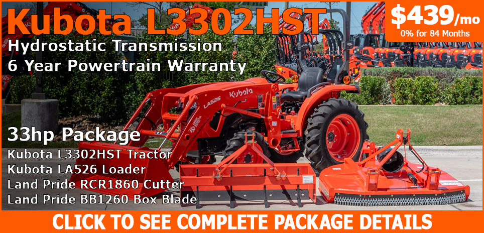 Deen Kubota L3302HST 33hp Tractor Package