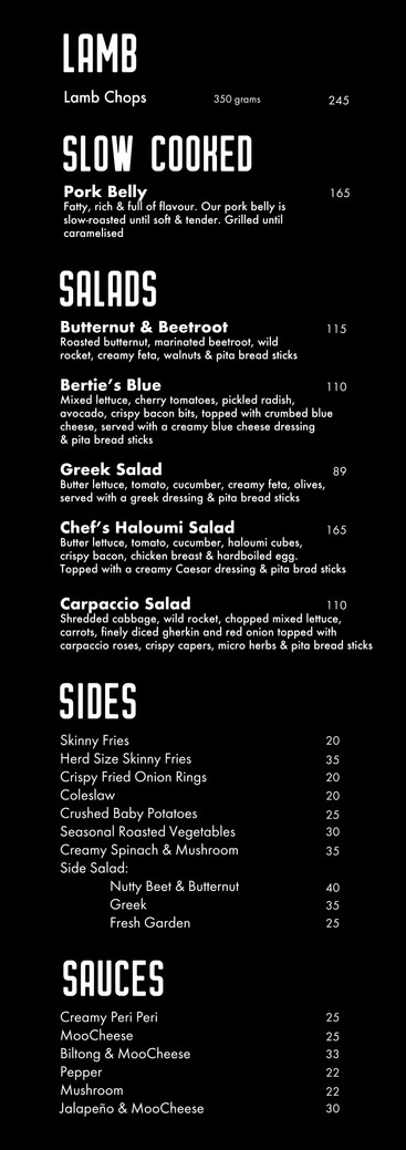 Menu | Moo Moo | South Africa