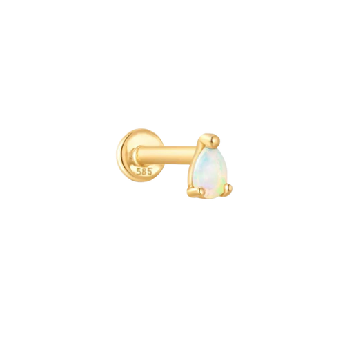14k Solid Gold Opal Tear Drop Labret Piercing | LollieShop