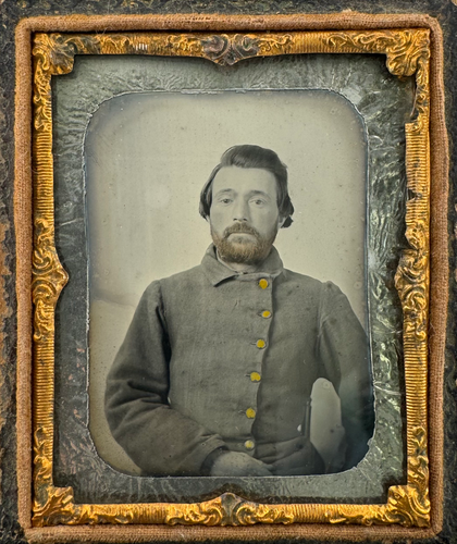 1/9th Plate Ambrotype of a Confederate Soldier with Improvised Southern ...