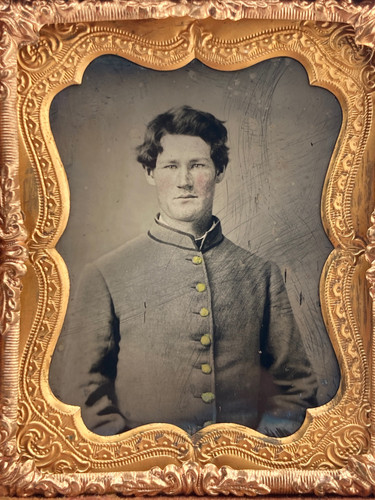 1 9th Tintype Of Confederate Soldier In A Gutta Percha Case Massie S