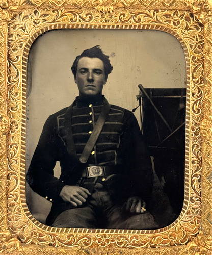 Uncommon 1/6th Plate Tintype of Civil War Union Drummer | Massie's Antiques
