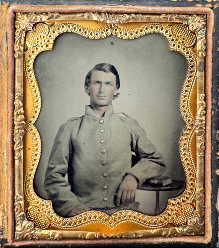 Sharp 1/6th Plate Ambrotype of a Young Confederate Wearing Commutation ...