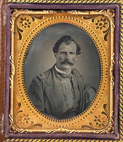 1/6th Plate Tintype of Union Officer in Complete Leatherette Case ...