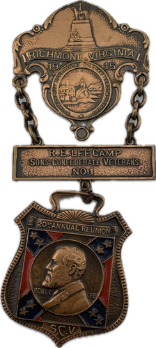 1915 Sons of Confederate Veterans Reunion Medal R. E. Lee Camp No.1 ...
