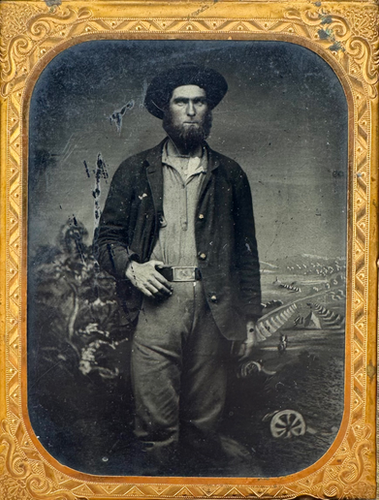 1/4 Plate Tintype of Full Standing Federal Soldier Camp and Cannons ...