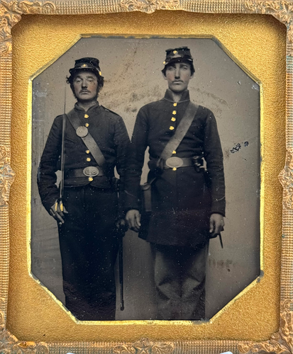 1/6th Plate Tintype of Two Pards in Federal Uniform Armed and Equipped ...