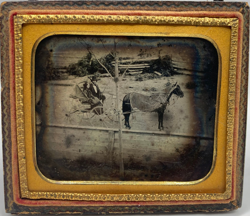 1/6th Plate Ambrotype of Couple in Wagon | Massie's Antiques