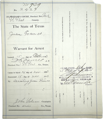 Arrest Warrant Issued By Notorious Lawman and Outlaw John Selman ...