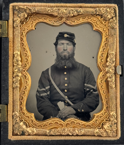 1/9th Plate Ambrotype of Soldier of Union Corporal in Thermoplastic ...