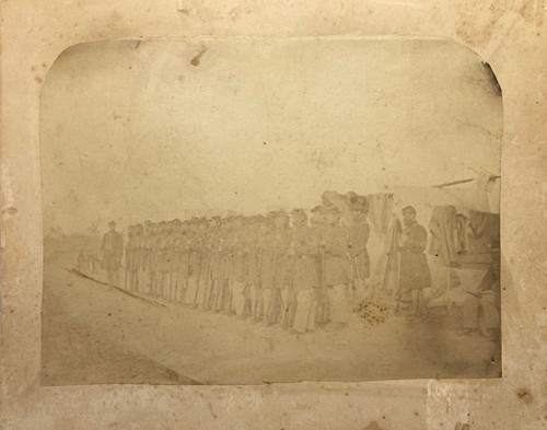Federal Soldiers in Formation with Rifles and Camp Scene Albumen ...