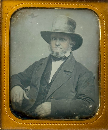 1/6th Plate Daguerreotype of Stoic Gentleman with His Beaver Felt Hat ...