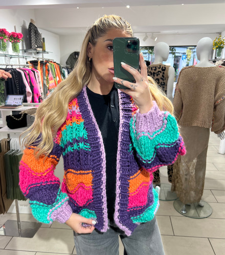 Viva Multicolour Chunky Knit Cardigan | Olives Boutique