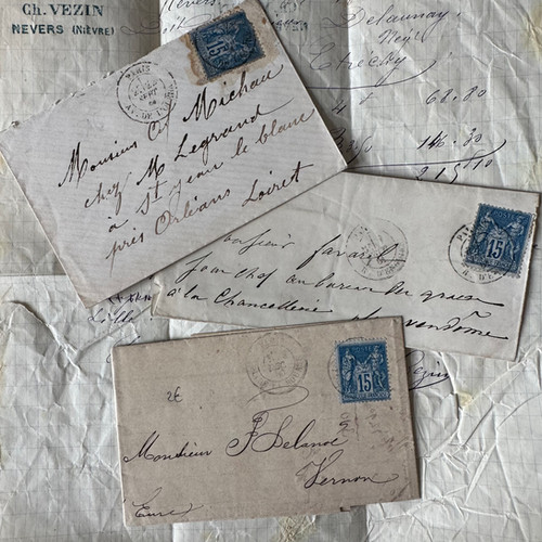 Handwritten stamped French envelopes from the 1880s | Quintessentially Fr