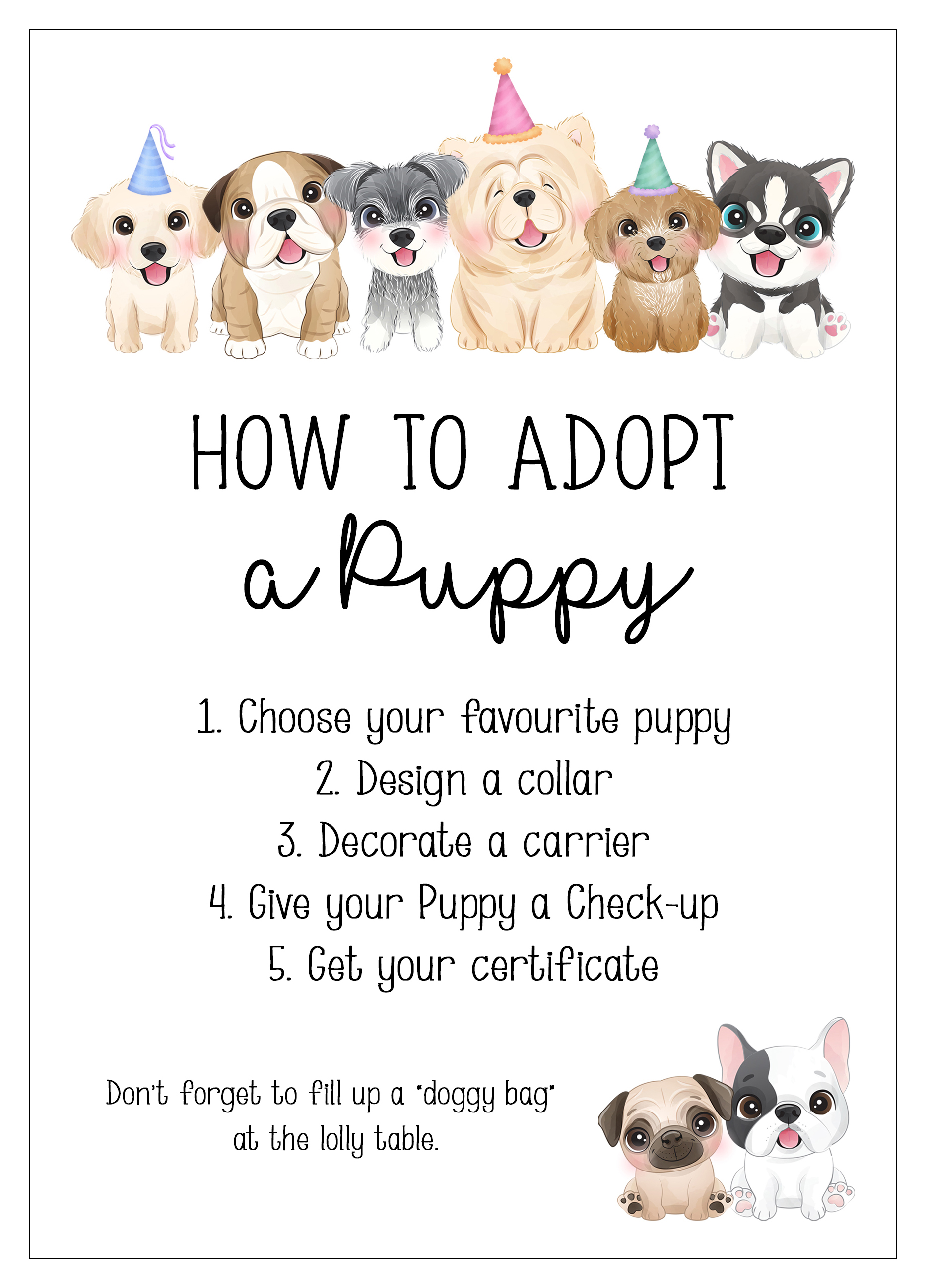 Adopt a Puppy Birthday Party + Party Printable's