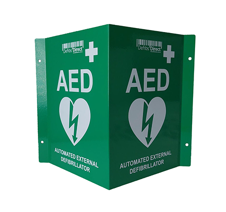 Sign - Angled Wall Mounted Sign (Metal) | Defibs Direct
