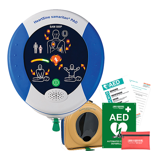 HeartSine 500P Semi Automatic AED - SA defibrillator bundle | Defibs Direct