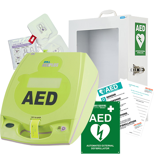Zoll AED Plus with wall cabinet - Sports & Schools bundle | Defibs Direct