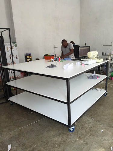 Cutting Table with Shelving on Wheels | SteelStuff