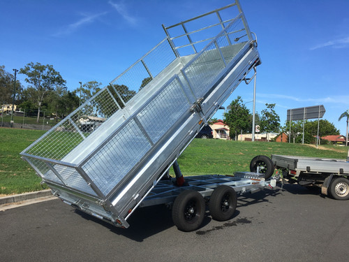 14 x 7 - 4.4T - Tandem Flat Deck Hydraulic Tipping Trailer with Loading ...
