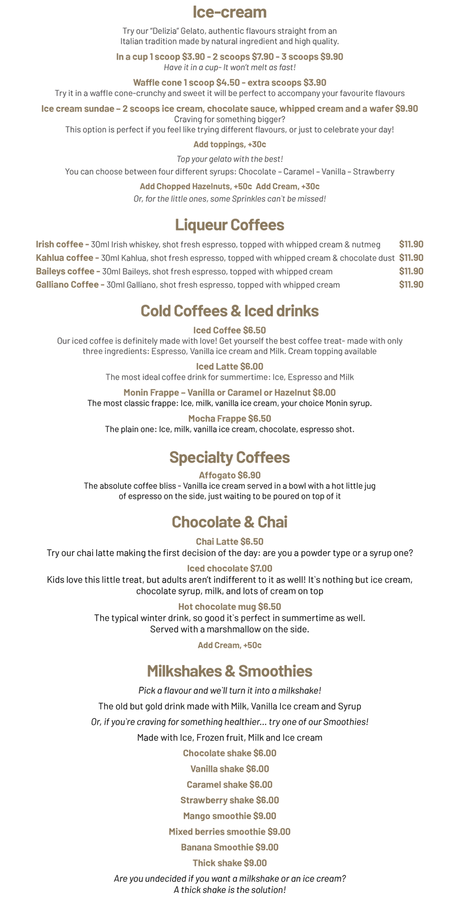 DOUBLE SHOT CAFE MENU | Bargara Beach Hotel