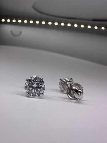 2.19 CTW round lab diamond stud earrings | Taddei Jewelry