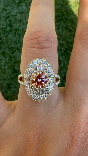 1 carat round pink lab diamond vintage style mosaic setting | Taddei ...