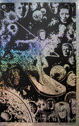 EMEK - SILVER SURFER - BLACK INK STAR FOIL | Psychedelic Sf Art G