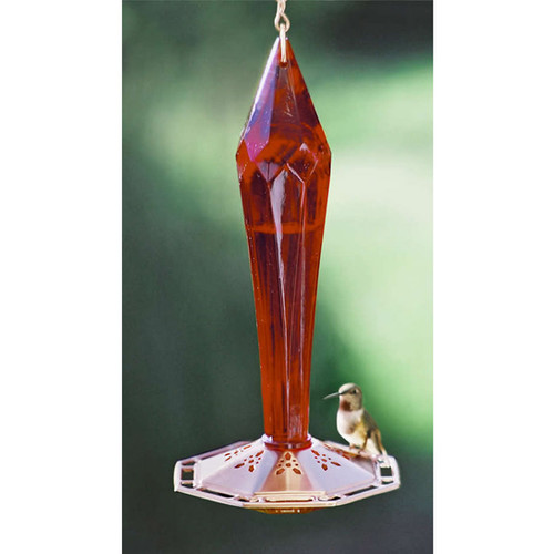 Faceted Ruby Red Glass Feeder | lihummingbirdplants