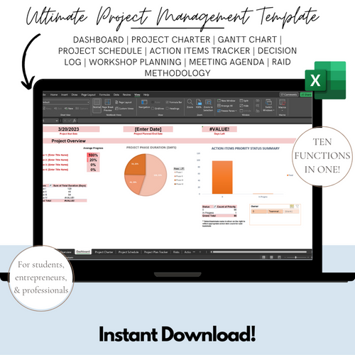 Ultimate Project Management Template - Dashboard | Project Charter ...
