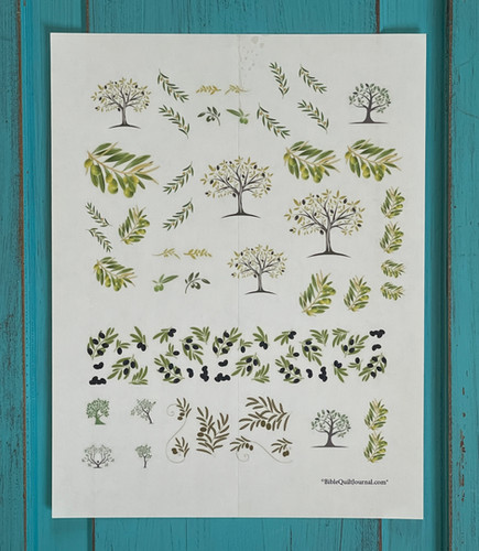 Olive trees & Branches sticker sheet | Biblequiltjournal.com