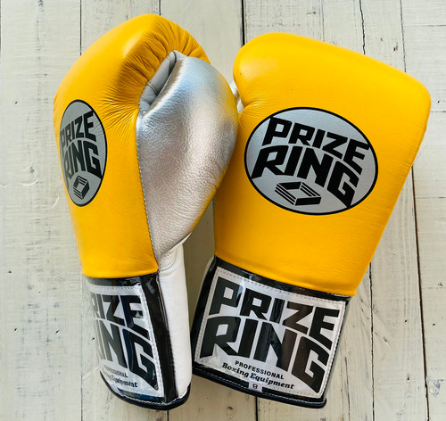 PRIZE RING "Pro-Training" boxing gloves Yellow/Black/Silver 8oz/10oz ...