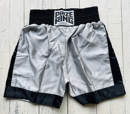 PRIZE RING Boxing shorts Silver/Black M, XL（2sizes） | prizeringsports