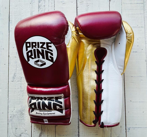 PRIZE RING "Pro-Training" Lace-up boxing gloves Maroon 14oz/16oz ...