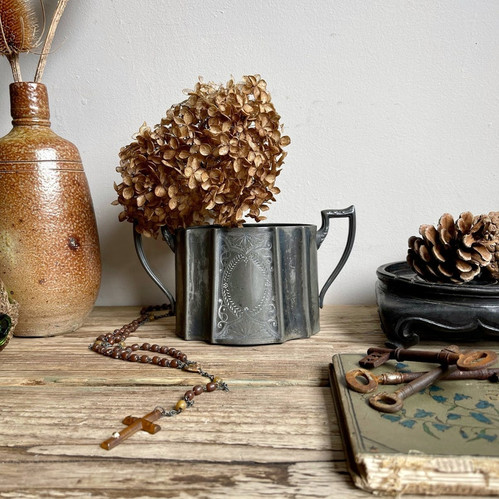 Distressed and Tarnished Vintage Silver Plated Double Handled Etched ...