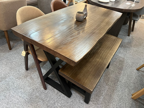 BiGi - 新西蘭天然邊實木餐桌 4.5 120x60-65cm 套裝 (1 Table+Bench+2 Chairs) | bigigroups
