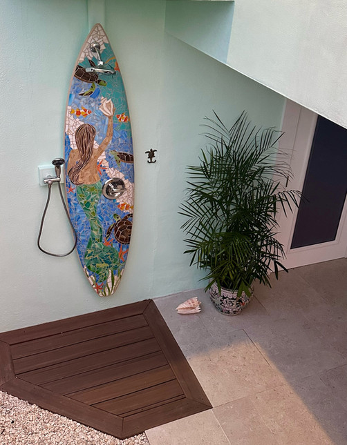 Outdoor Surfboard Showers | Sustainable Functional Art by Will and Jane Fowler