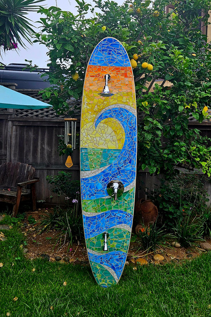 Outdoor Surfboard Showers | Sustainable Functional Art by Will and Jane Fowler