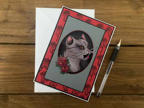 Demon Cat Card | Red Vessel Designs