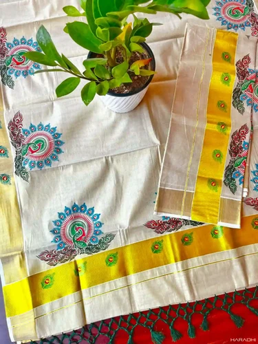 Forest Green Peacock Designer Tussel Tissue Setmundu | HARADHI