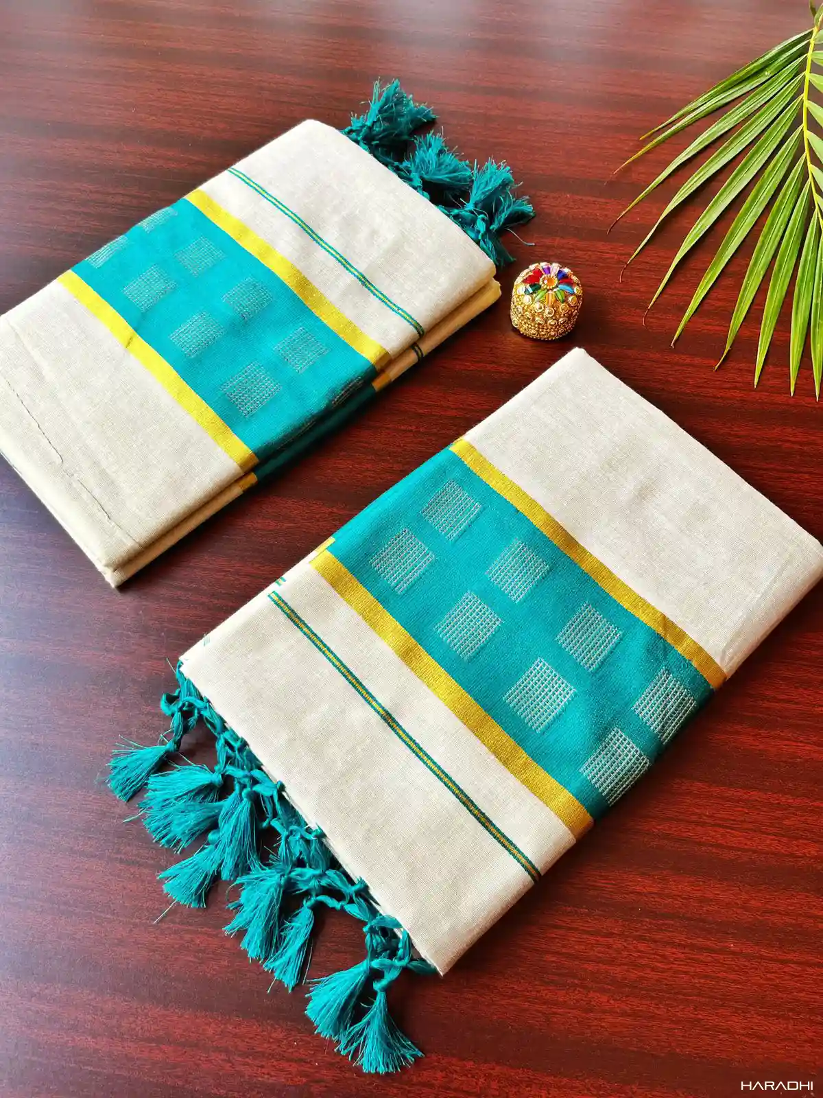 Chathura Tussel Jade Green Tissue Saree | HARADHI