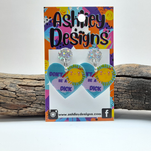 Dont Be A Dick Heart Dangles Ashlieydesigns