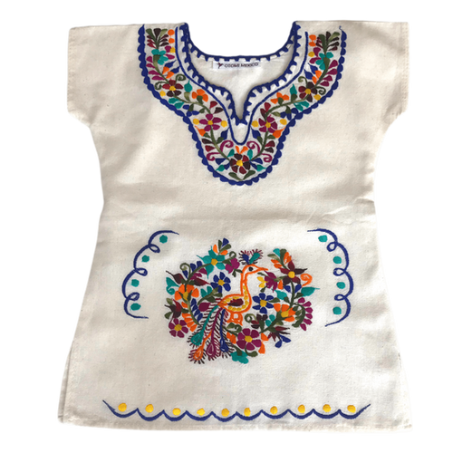 Mexican Girl Dress in Cotton | Otomi Mexico | Mexican Clothing