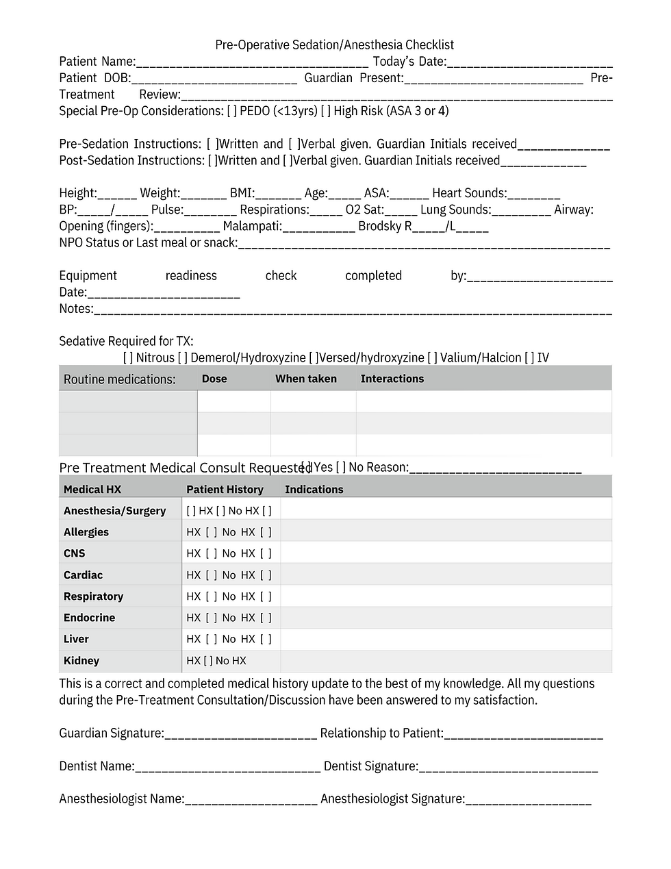 Pre-op Sedation List | The Lazy Hygienist