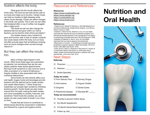 Nutrition and Oral Health Brochure | The Lazy Hygienist