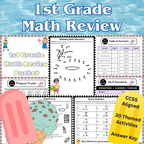 1st Grade Math - Summer Review Packet | Kiki's Curriculum