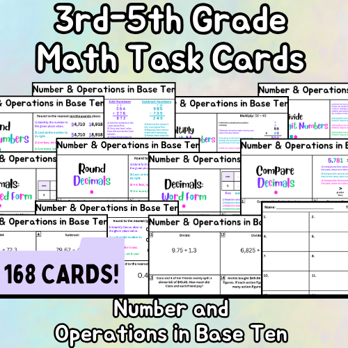 3rd-5th Grade Math Task Cards: Number and Operations in Base Ten | Kiki ...