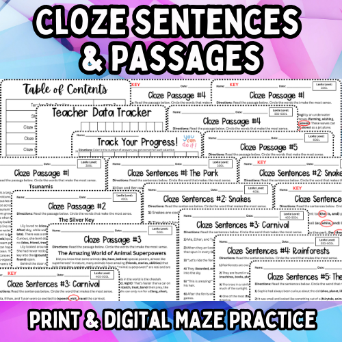 Cloze Practice Print & Digital Worksheets – MAZE Preparation | Kiki's ...