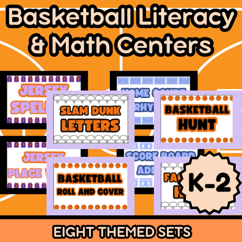 March Madness Basketball Literacy & Math Centers (K-2) | Kiki's Curriculum